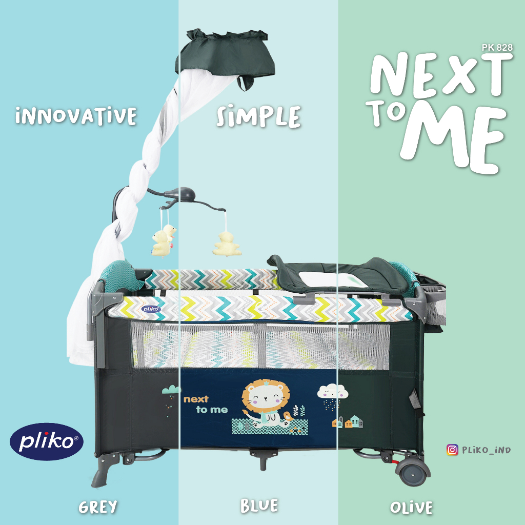 Jual Pliko Next to Me Travel Cot B 828 SLR Box Bayi Kelambu Sisi Bisa ...