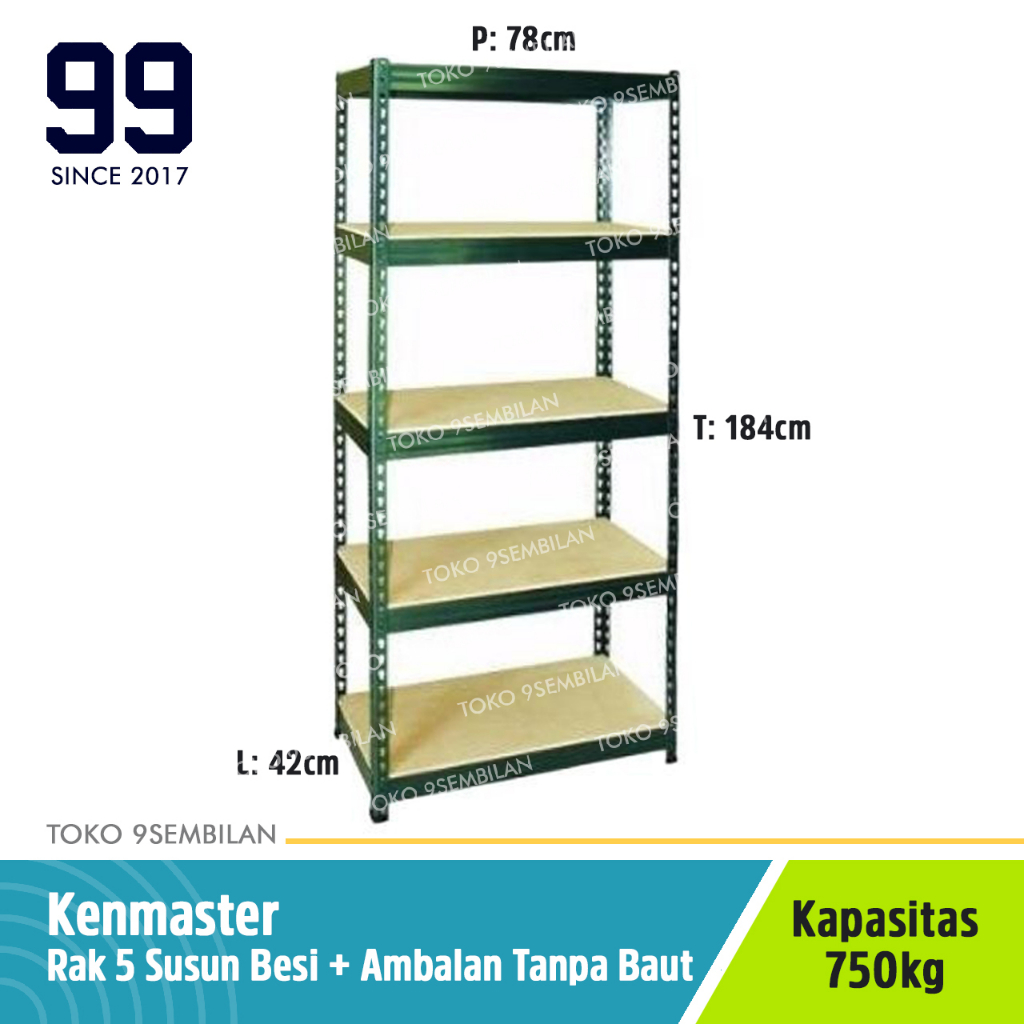 Jual Kenmaster Rak 5 Susun Besi 750 Kg Tanpa Baut Rak 5 Susun Plus Kayu ...
