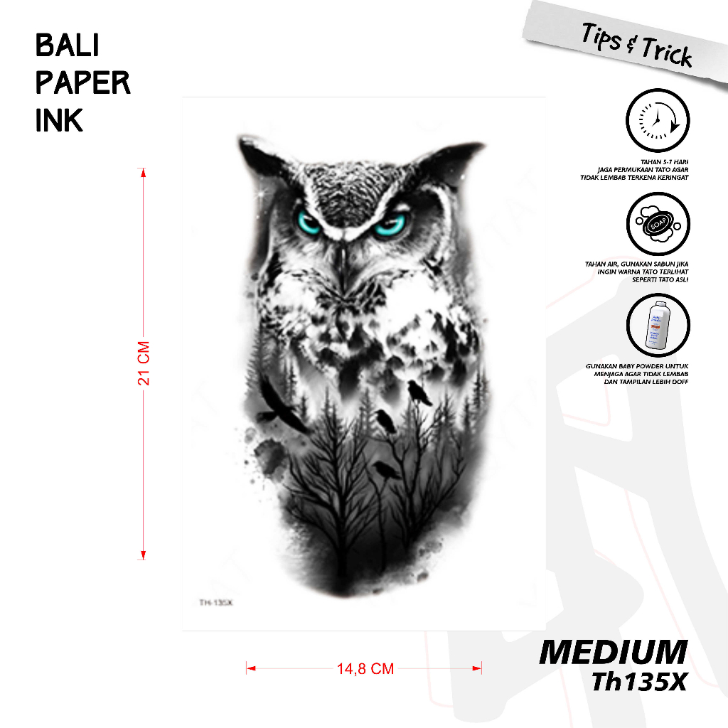 Jual Bali Paper Ink TH135X Owl Tatto Temporary Basic Tato Temporer ...