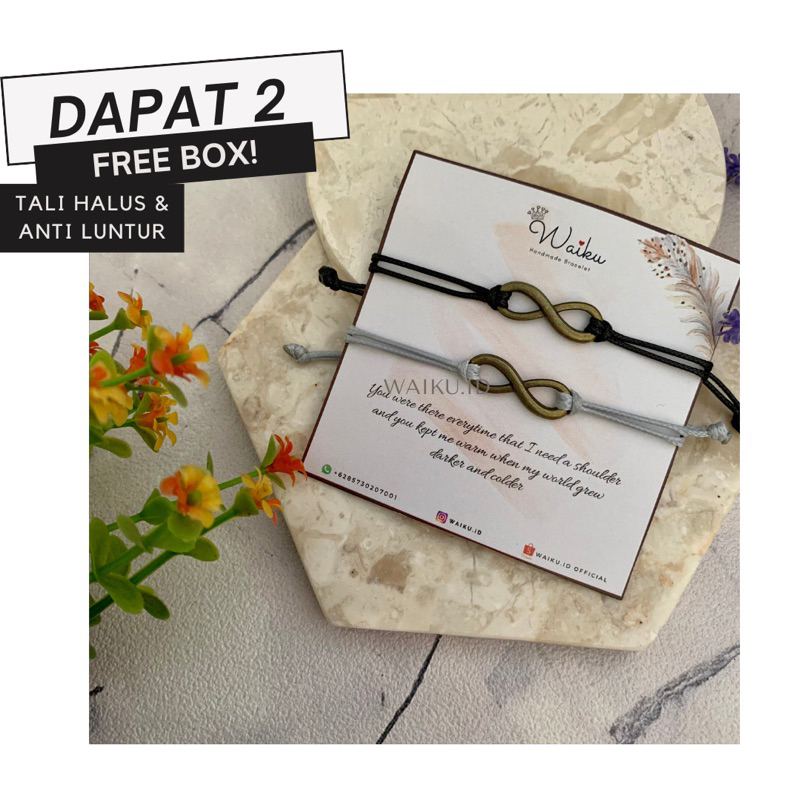 Jual (DAPAT 2) Gelang Couple Infinity Pria Wanita Adjustable | code ...
