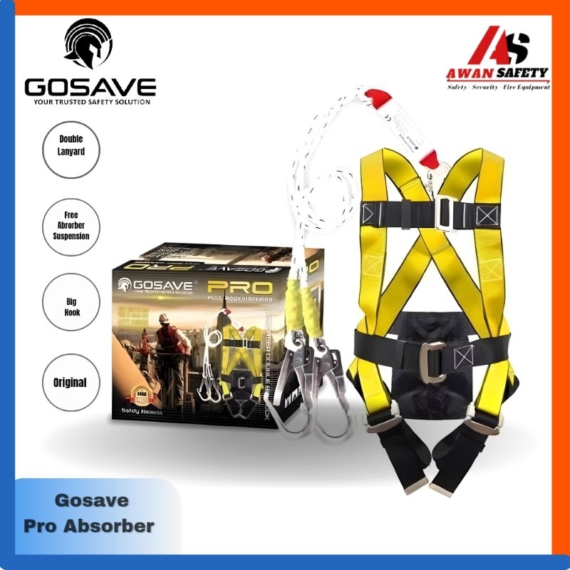 Jual Full Body Harness Safety Double Hook Absorber Gosave PRO/ Full body harnes ori Gosave ...