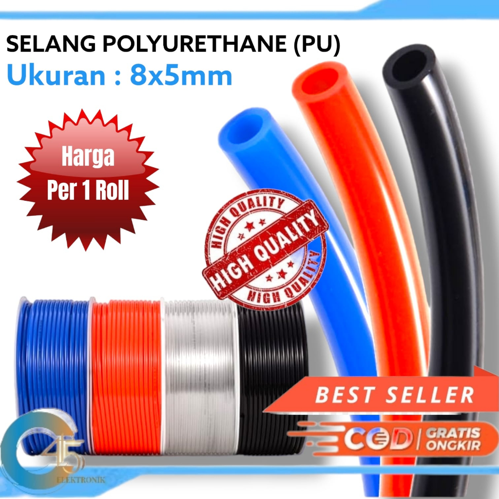 Jual SELANG ANGIN PNEUMATIC PU HOSE SELANG POLYURETHANE (PU) 8x5MM | Shopee Indonesia
