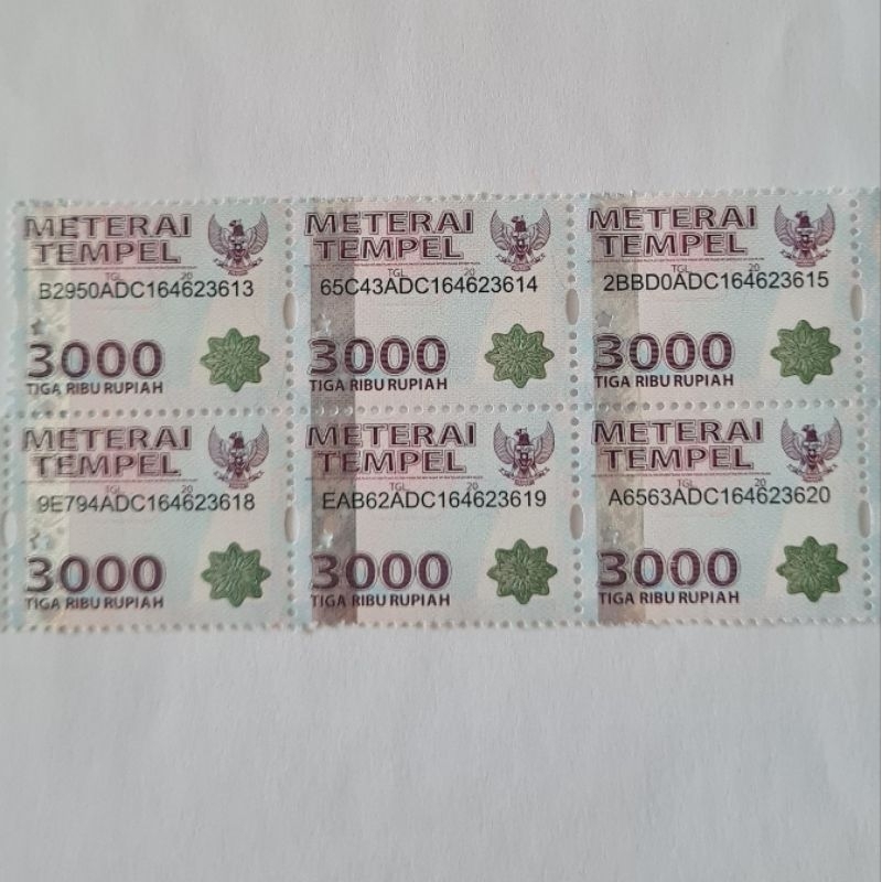 Jual Materai / Meterai Tempel 3000 6000 rupiah Asli Pos Indonesia | Shopee Indonesia