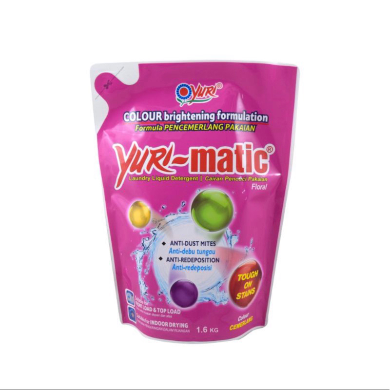 Jual Yuri Matic Laundry Liquid Detergent Pouch [1,6 kg] | Shopee Indonesia