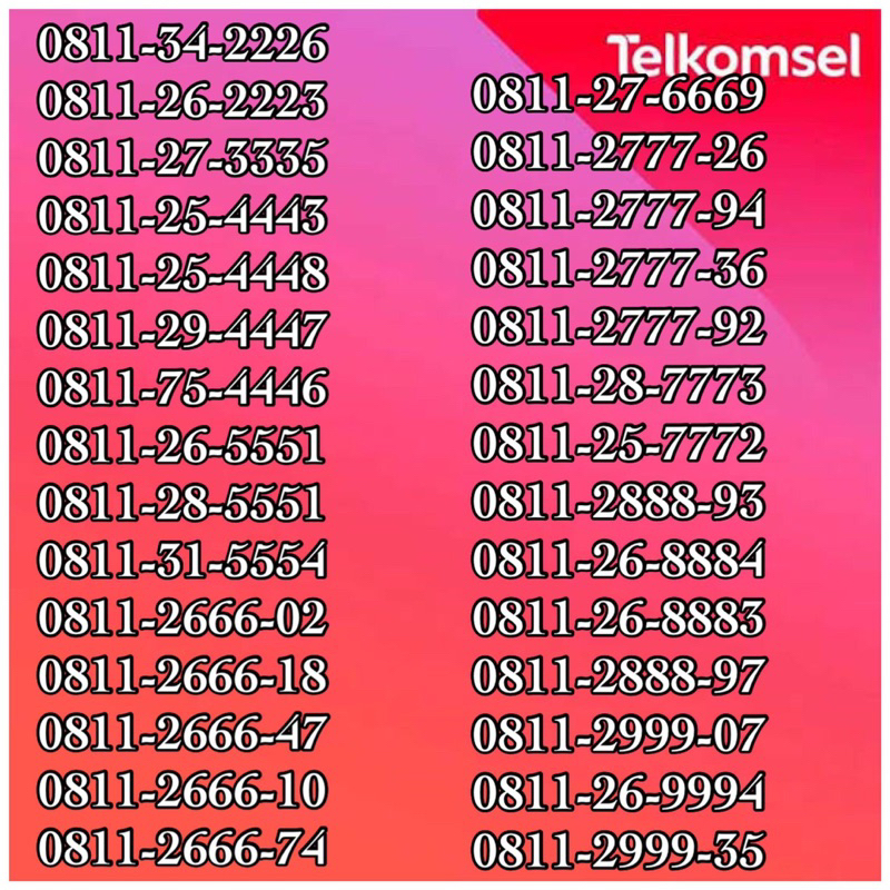 Jual NOMOR CANTIK TELKOMSEL//NOMOR 10 DIGIT free13gb | Shopee Indonesia