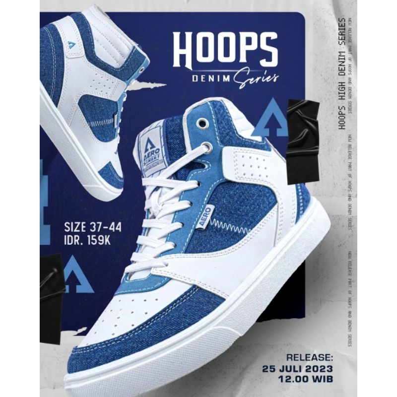Jual Sepatu Aerostreet Hoops High Denim 39-44 Original | Shopee Indonesia
