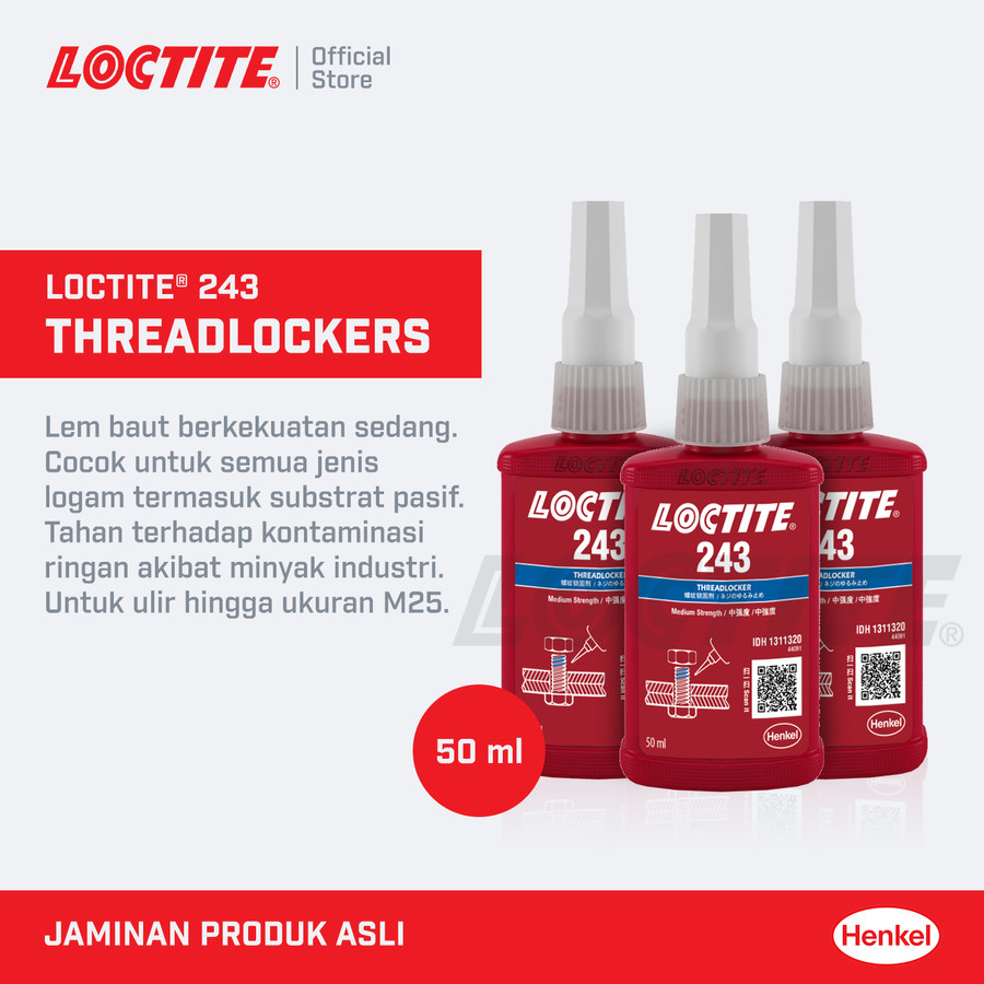 Jual LOCTITE 243 50ML LEM THREADLOCKER - LEM SERBAGUNA LOCTITE 243 50 ...