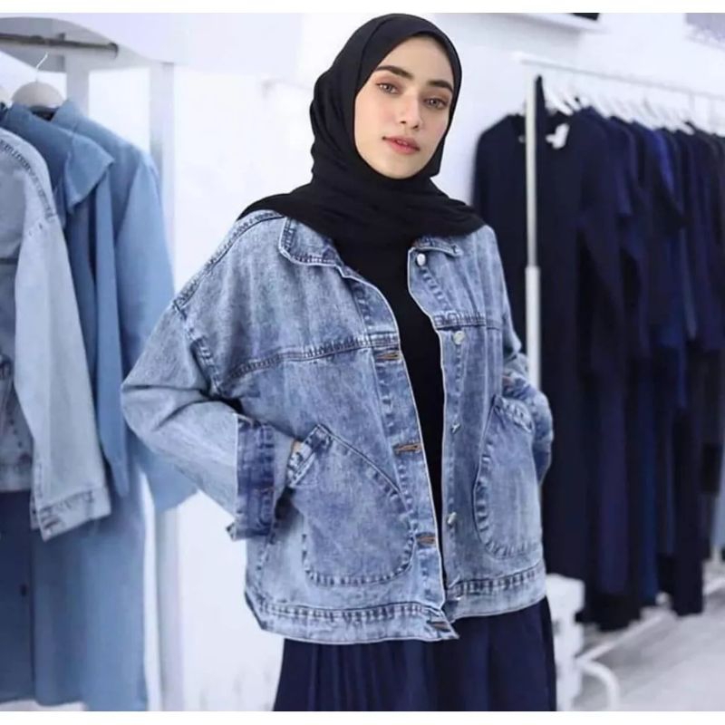 Jual JACKET JEANS REZA PABLO OVERSIZE WANITA JAKET CEWEK IMPORT KOREAN ...