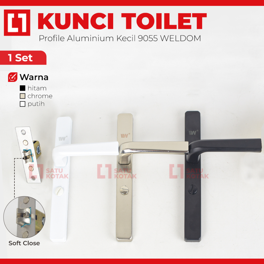 Jual WELDOM Handle Kunci Pintu Aluminium Kecil 9055 Kamar Mandi Toilet ...