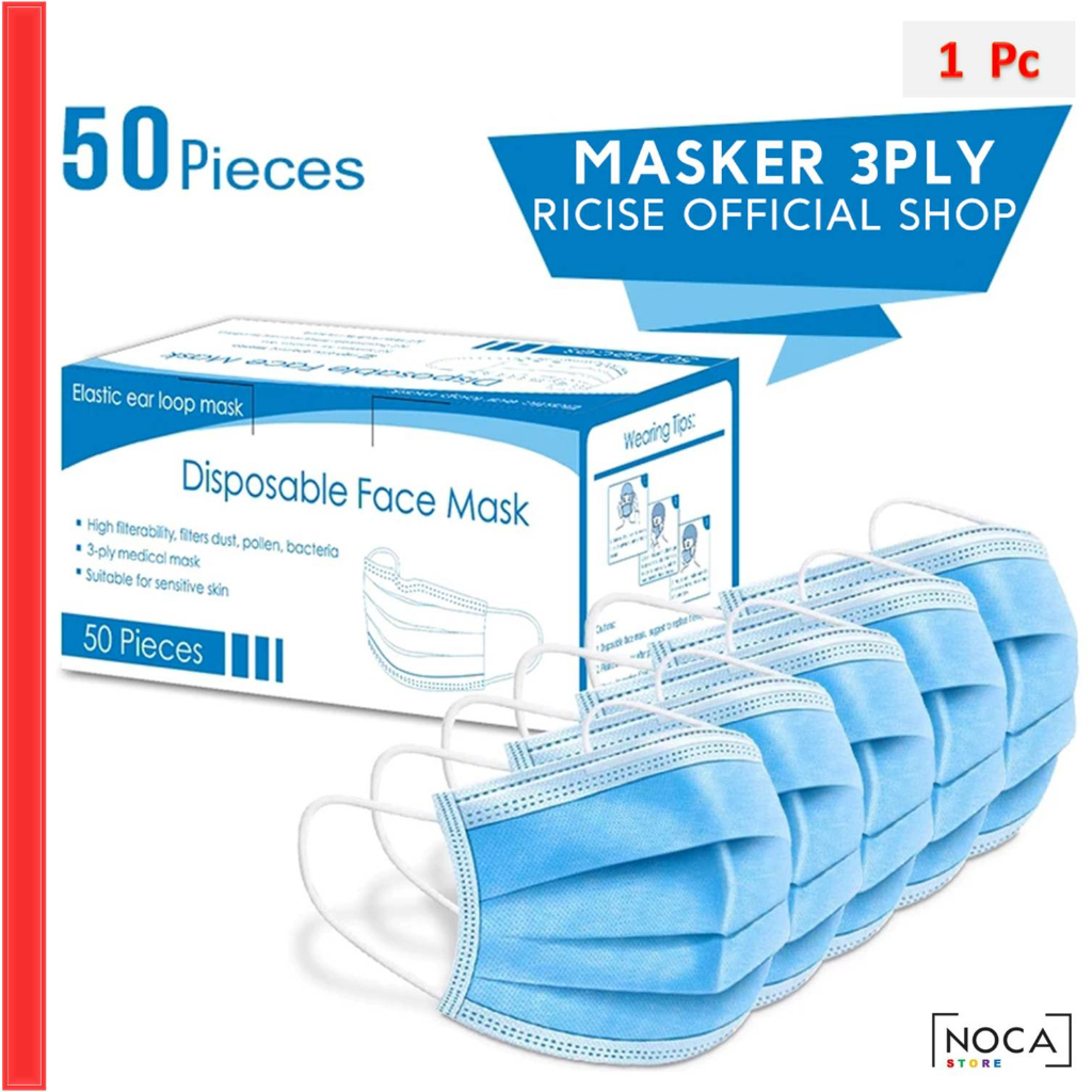 Jual Masker 3 Ply Medis Disposable isi 50 Pcs Tiga Lapis Kesehatan ...