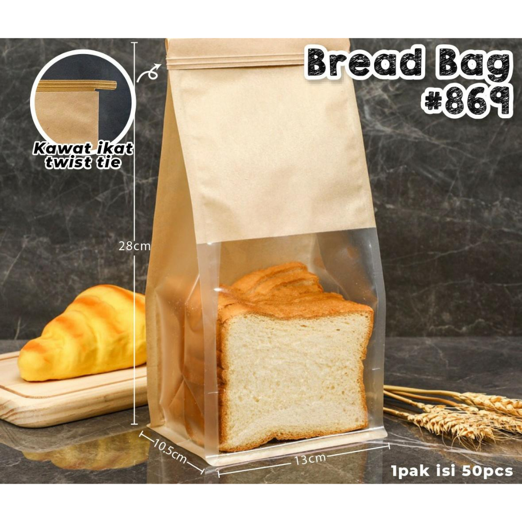 Jual Kantong Kemasan Roti| Bread Bag 869| 870 ( 1 Bal 50 Pcs ) | Shopee ...