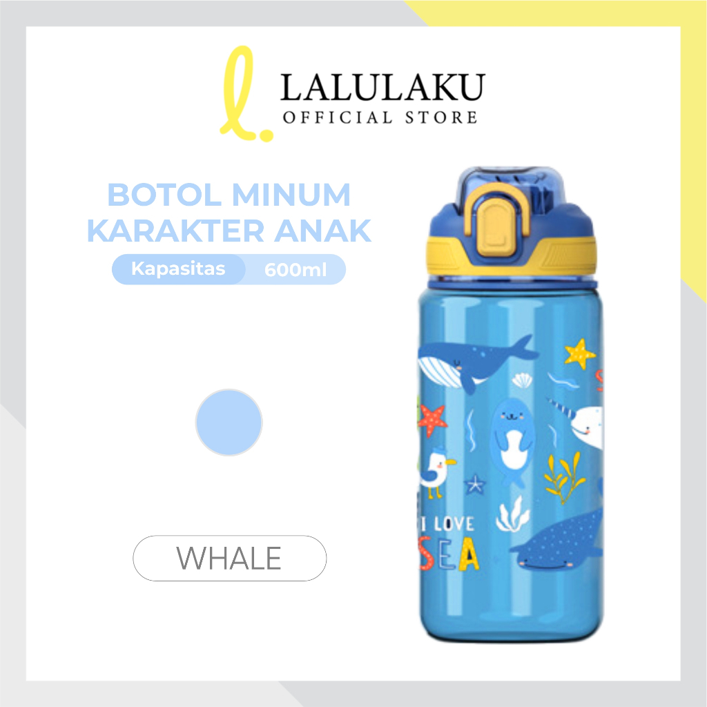 Jual Botol Minum Karakter 600ml Sedotan Anak Sekolah TK SD Kartun Anak Laki laki Perempuan ...