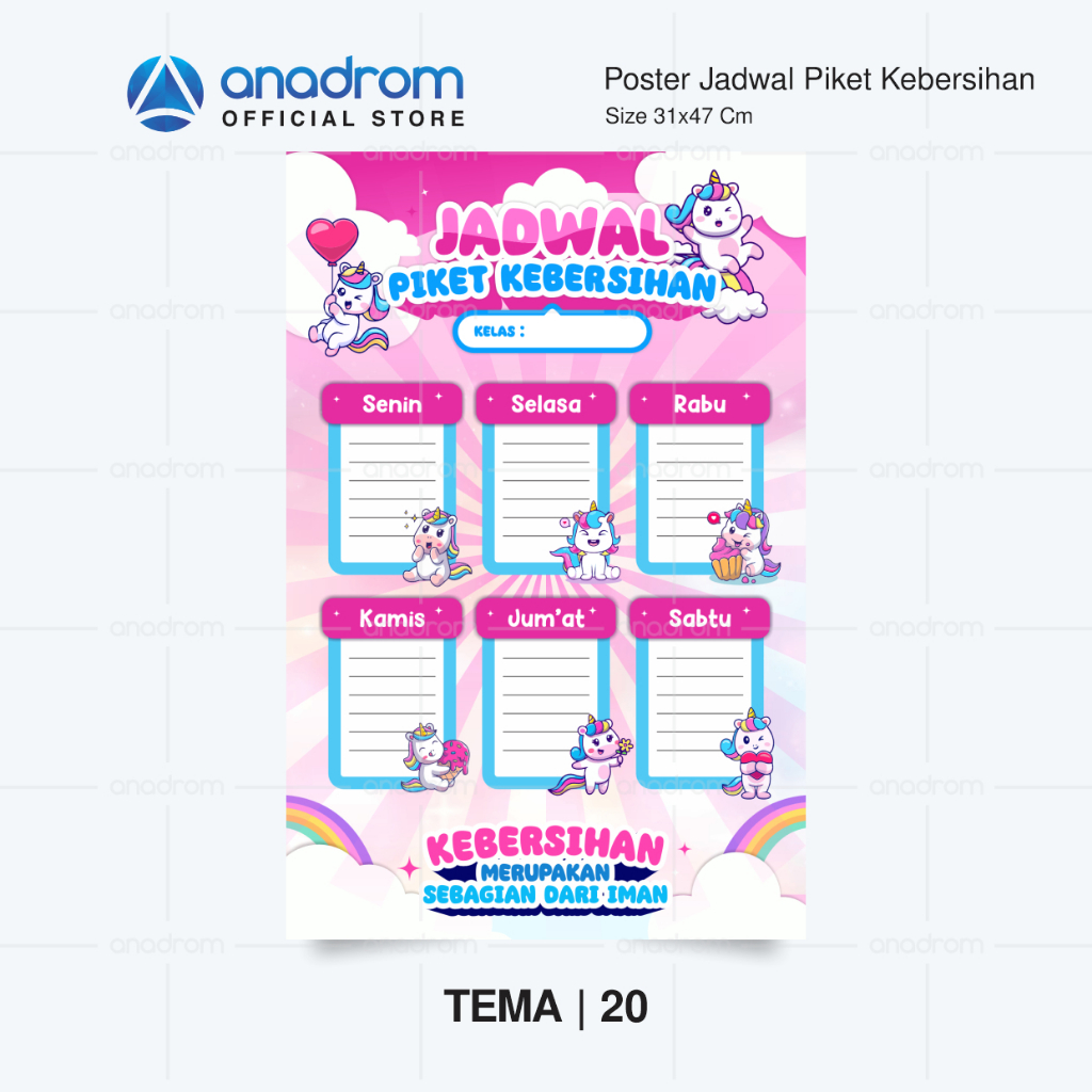 Jual Poster Jadwal Piket Kebersihan Kelas | Poster Piket Kelas | Poster ...