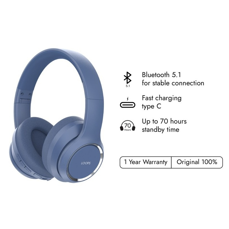 Jual Loops Bluetooth Headphone X01 - Blue | Shopee Indonesia