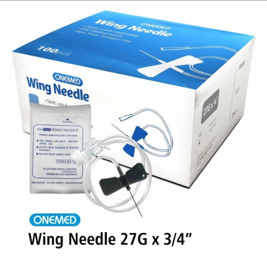 Jual WING NEEDLE 27G x 3/4" ONEMED BOX ISI 100 PCS | Shopee Indonesia