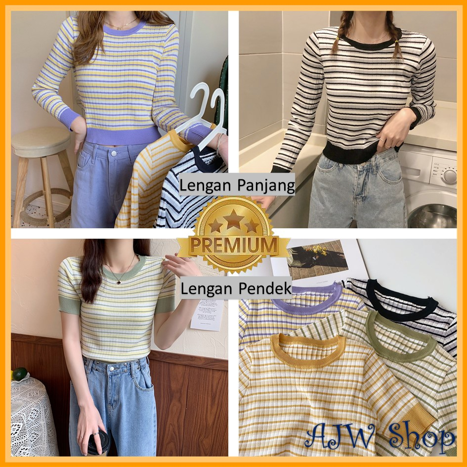 Jual AJW Baju Rajut Wanita Premium Import Korean Style HQ RR | Atasan Rajut Wanita Import | Knit ...