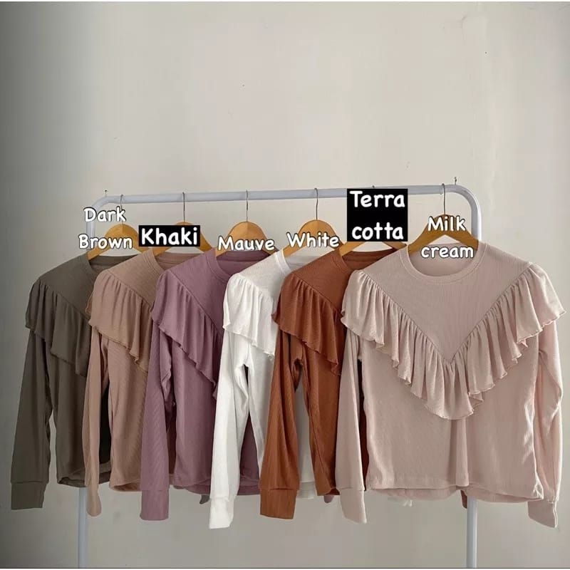 Jual Lady Blouse Ruffle / Blouse Kekinian | Shopee Indonesia