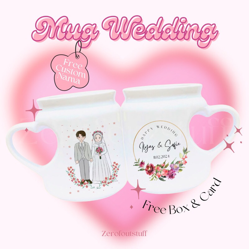 Jual CUSTOM MUG LOVE WEDDING / MUG COUPLE / KADO WEDDING / KADO NIKAHAN ...