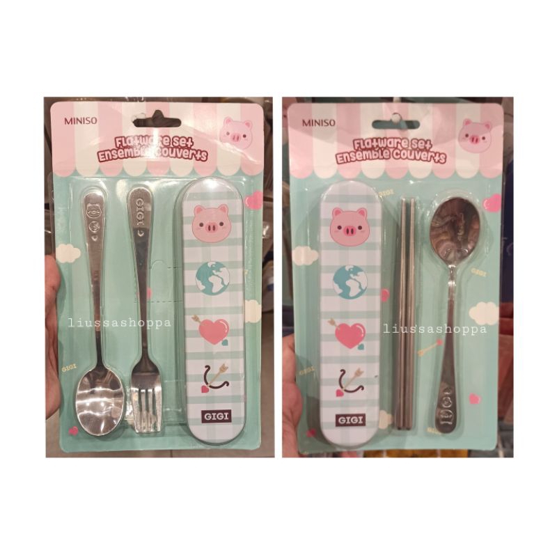 Jual Alat Makan Miniso - GIGI Pig Series Stainless Steel Flatware Set ...