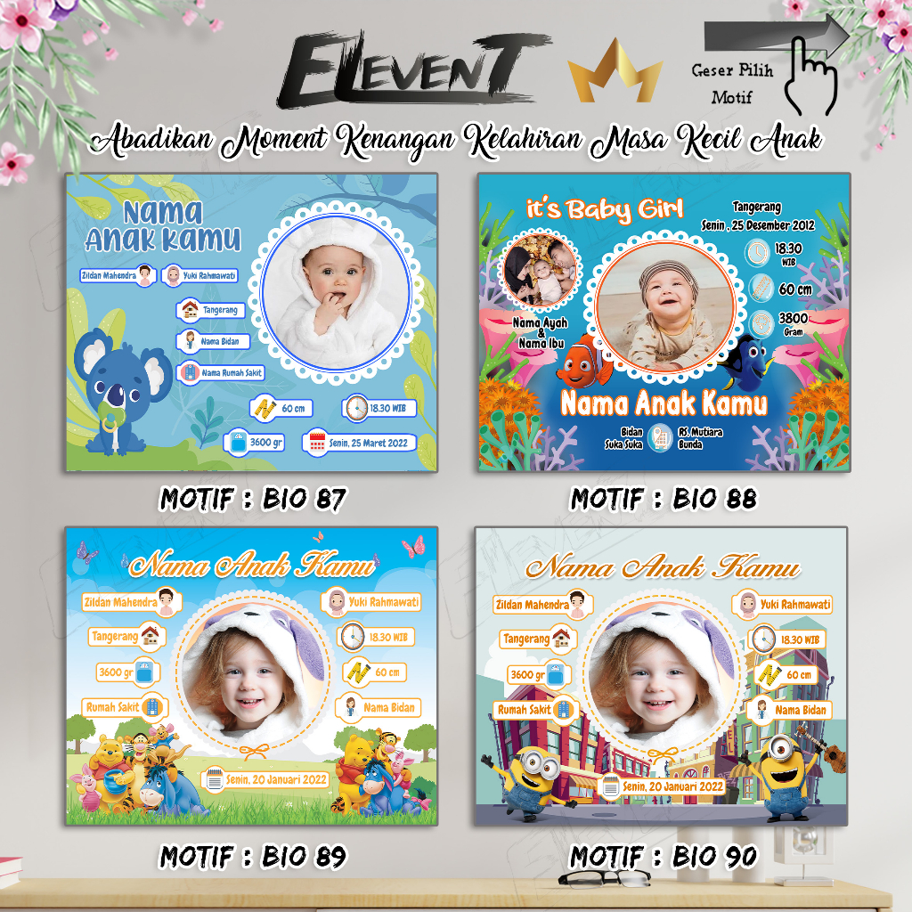 Jual Bikin Biodata Bayi Kayu 30x40cm Foto Gantung Hiasan Dinding ...