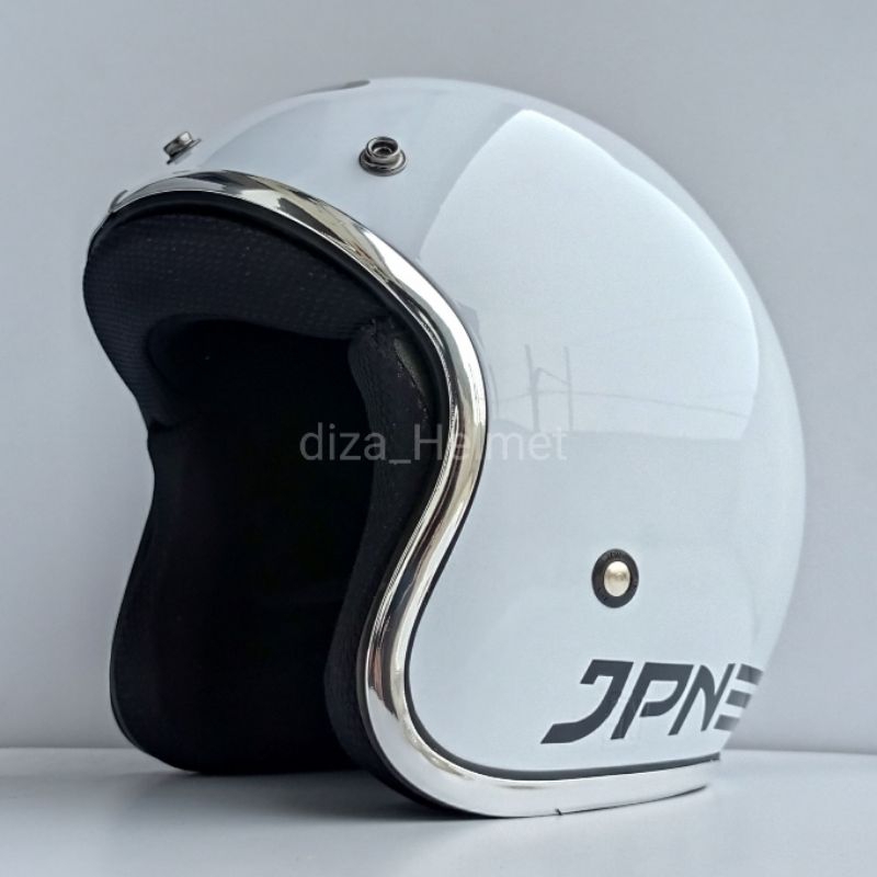 Jual Helm JPN List Chrome Putih Metalic | Shopee Indonesia