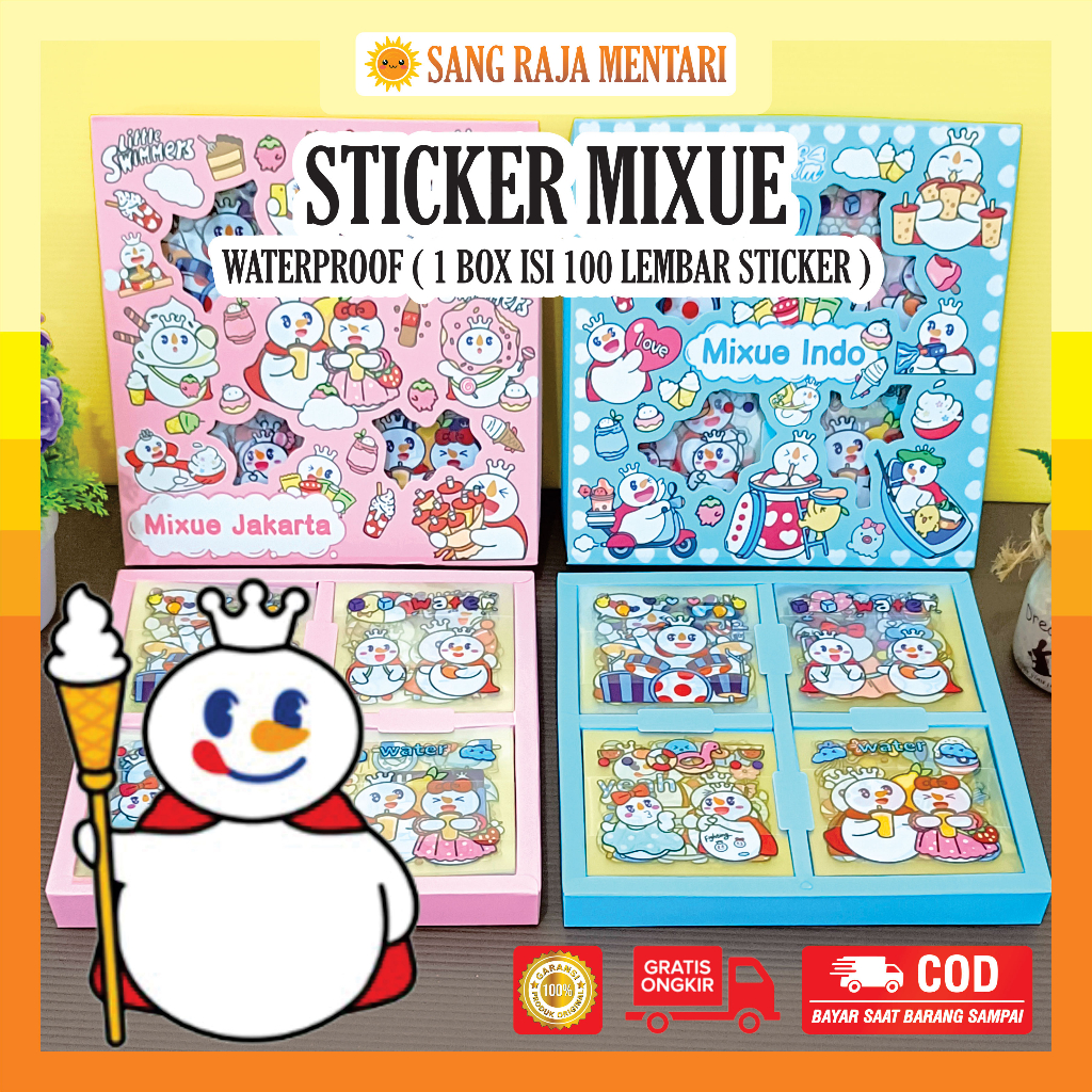 Jual Sticker Mixue Waterproof Dapat Box isi 100 Lembar | Stiker Estetik ...
