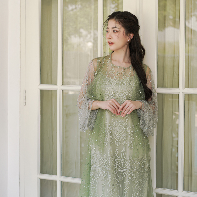 Jual Aura Label - Marianne Dress in Sage Green | Shopee Indonesia