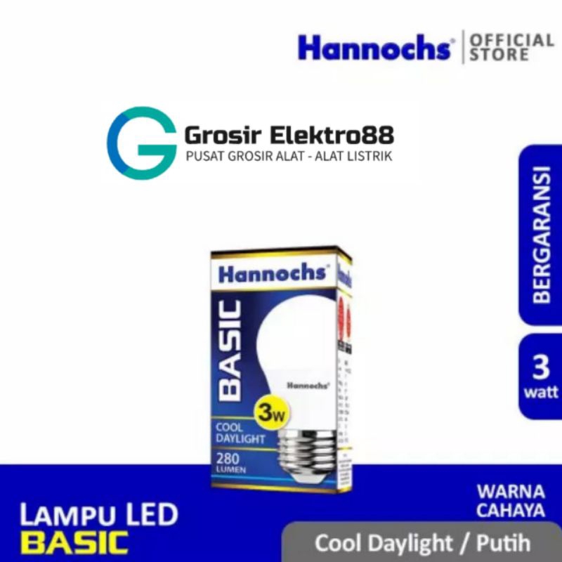 Jual Lampu / Bohlam LED Hannochs Basic 3 Watt ( Cahaya Putih ) | Shopee ...