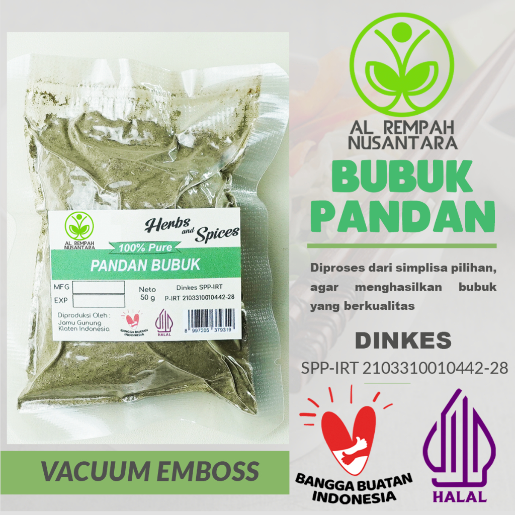 Jual Bubuk Daun Pandan Wangi | Pandan Serbuk 50gr Murni | Shopee Indonesia