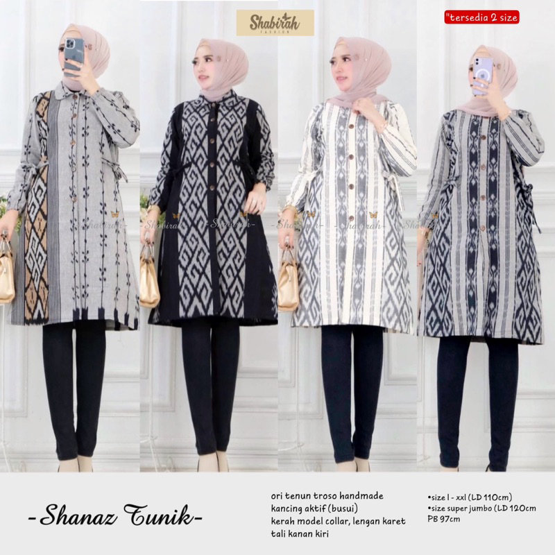 Jual ATASAN WANITA KANTOR LD 110cm dan 120cm - SHANAZ TUNIK TENUN TROSO ...