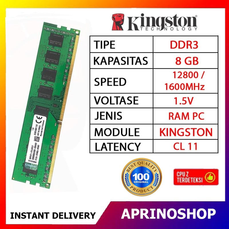 Jual RAM PC 8GB DDR3 Kingston 12800/1600MHz Memory RAM Komputer Original | Shopee Indonesia