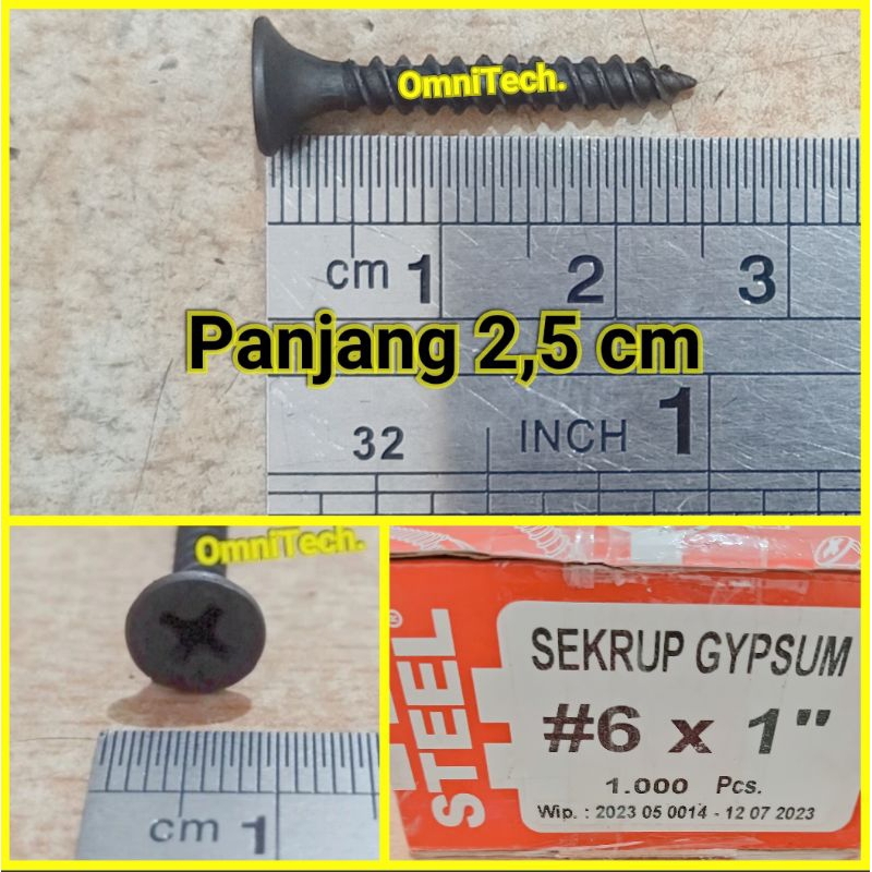 Jual "10 Pcs" Drywall Screw Sekrup Skrup Gypsum Gipsum Hitam 6 x 1 ( 6 x 2,5 cm ) 6x1" Panjang 2 ...