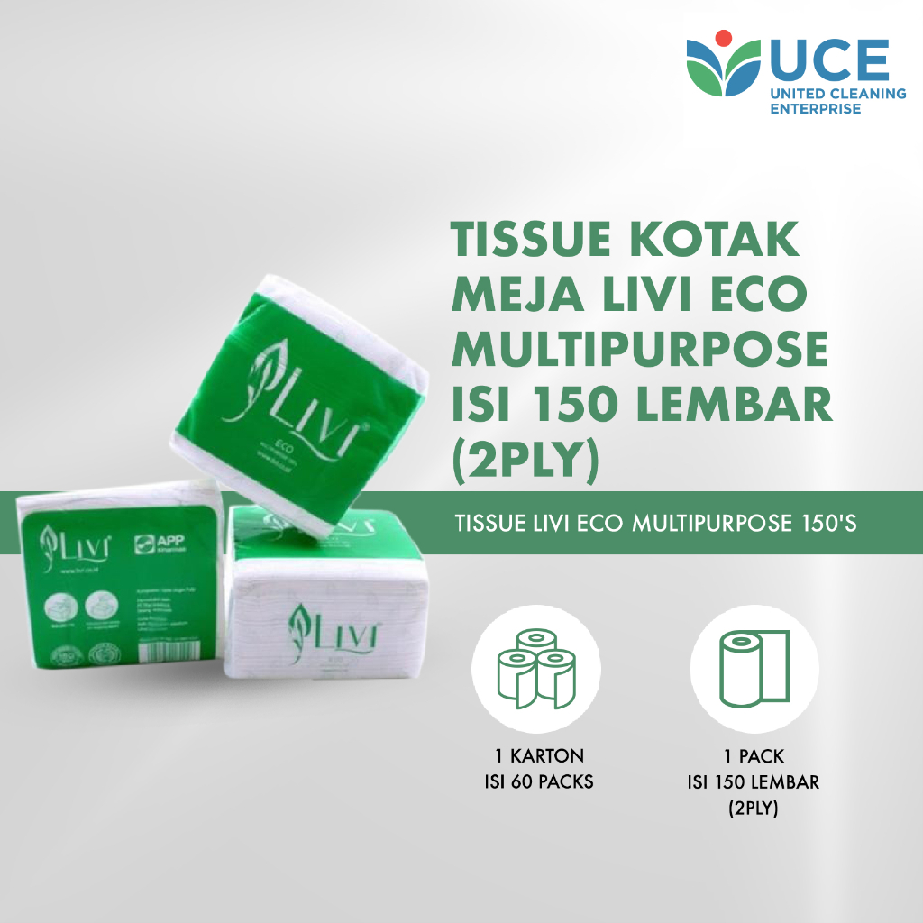 Jual LIVI Tissue Kotak Meja Eco Multipurpose isi 150 lembar (2ply ...