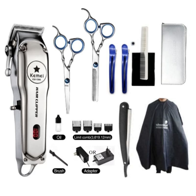 Jual (COD)Paket Peralatan Alat Cukur Pangkas Potong Gunting Rambut Mesin Kemei 1996 Charger Hair ...