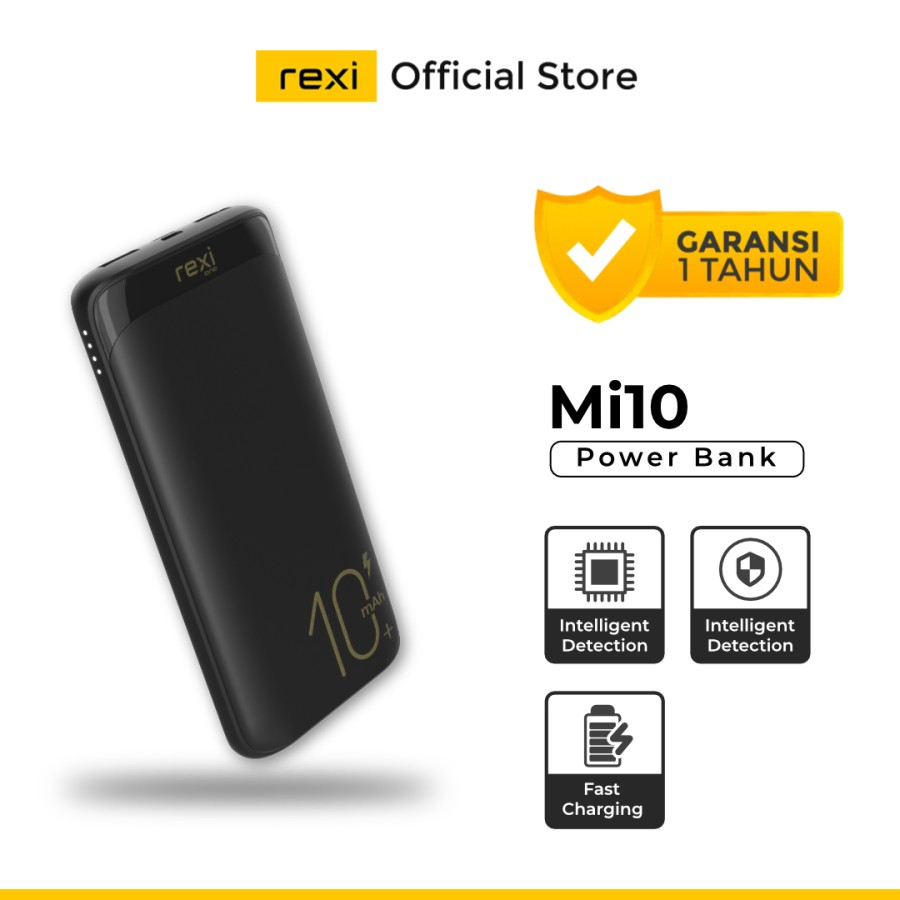 Jual REXI Mi10 Powerbank 10000mAH 2,4A Fast Charge Dual Output Real ...