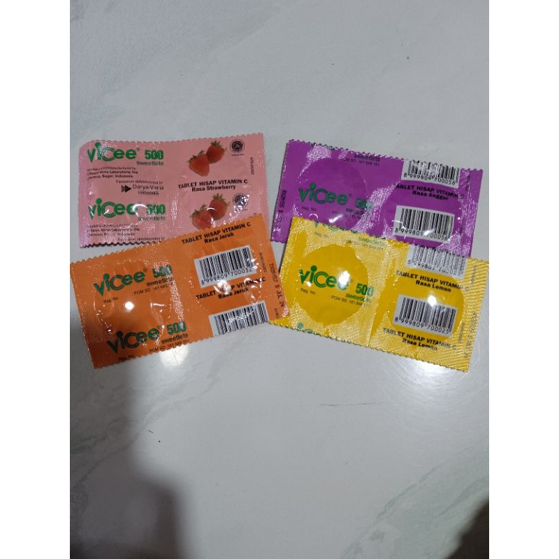 Jual Vicee Strip isi 2 Lemon Orange Strawberry Anggur/Permen Tablet ...