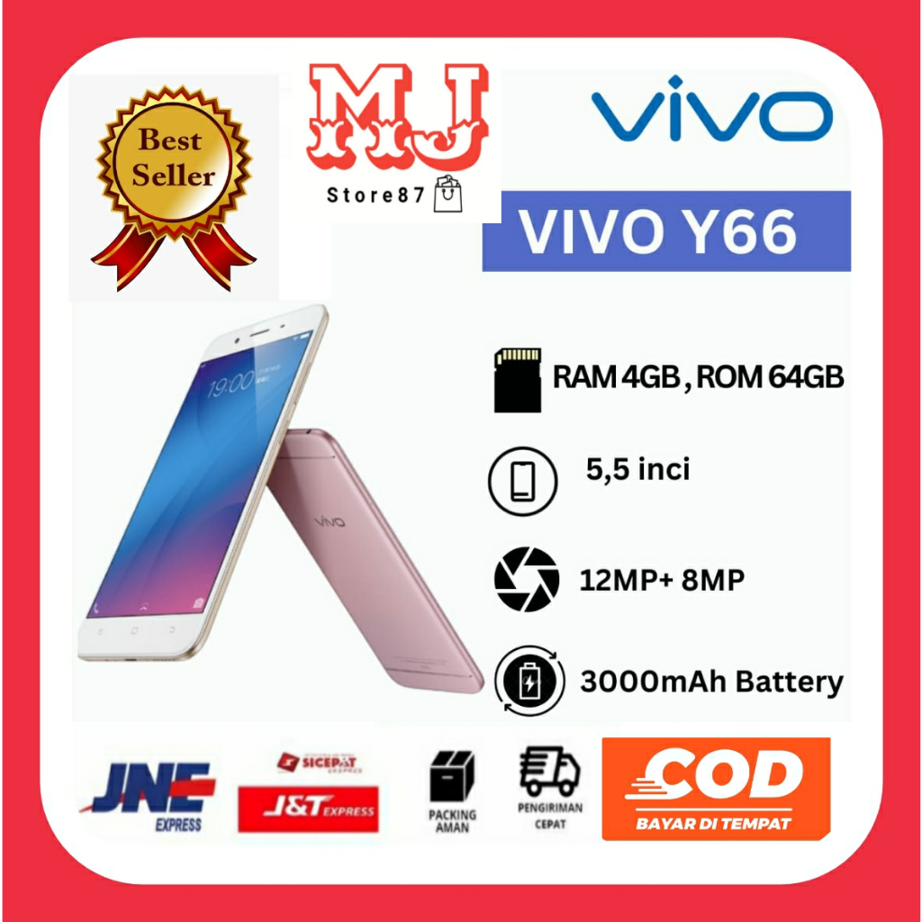 Jual VIVO Y66 RAM 4GB+64GB GOLD & PINK, BARANG FULLSET & BERGARANSI ...