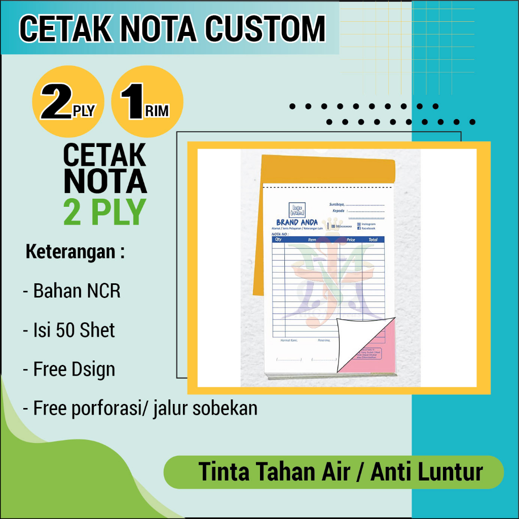 Jual CETAK NOTA CUSTOM | 1 RIM 2 PLY | Shopee Indonesia