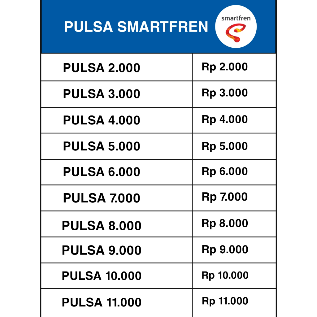 Jual ( Proses Cepat ) PULSA SMARTFREN 2K 3K 4K 5K 6K 7K 8K 9K 10K MURAH ...