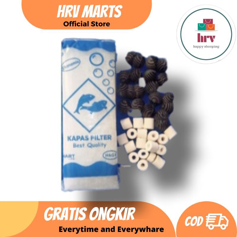 Jual Paket Media Filter Hemat Akuarium 3 in 1 kapas 2 lapis Bioball ...