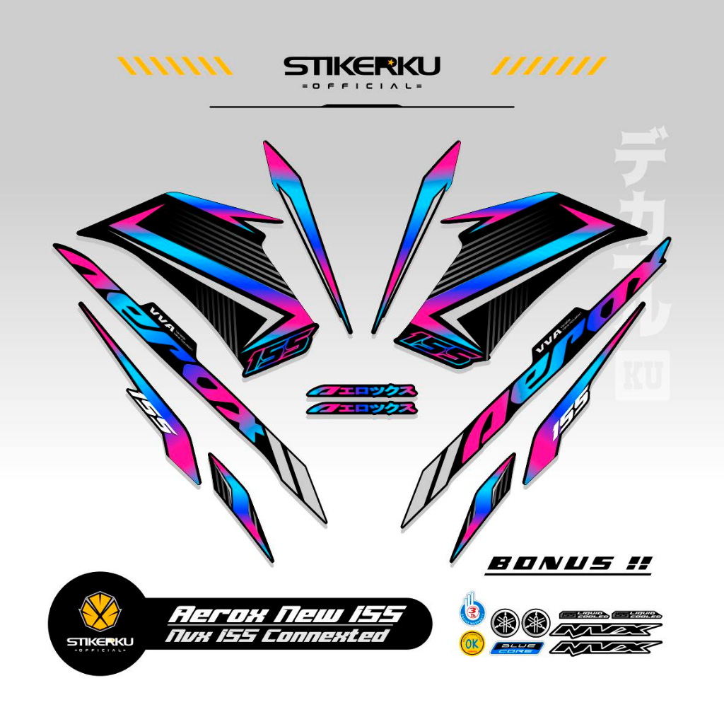 Jual STRIPING AEROX 155 NEW CONNECTED MOTIF 8 / COMBO COLOR / DASAR ...