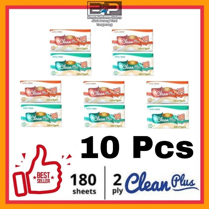 Jual 10pcs Tissue clean plus / Tisu / Facial tissue / Clean Plus 2ply ...