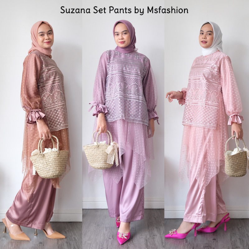 Jual Suzana Set Pants Tulle Bordir Armany Silk / Setelan Kondangan ...