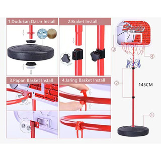 Jual Mainan Ring Bola Basket Anak 145cm Stand Basket Vertikal Set ...