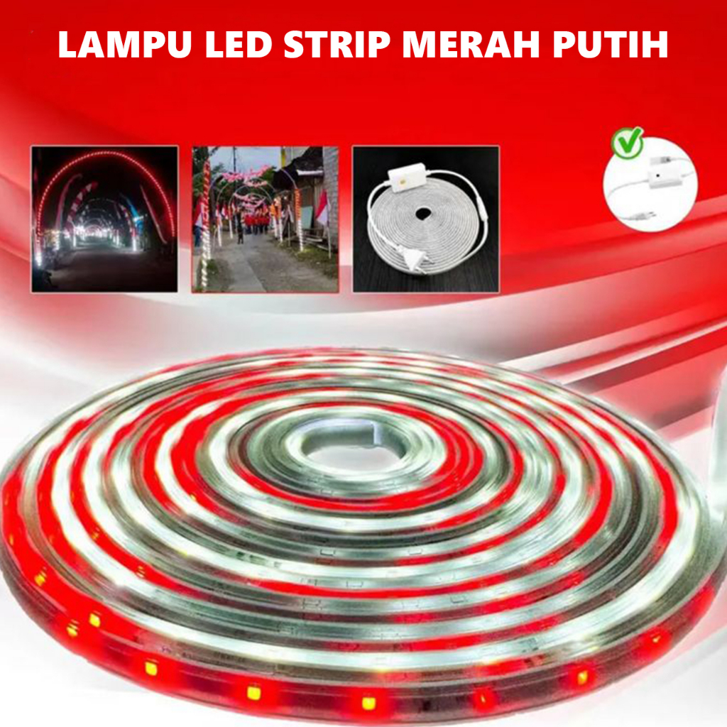 Jual Lampu Hias Outdoor Strip Adaptor Merah Putih / Lampu LED Strip ...