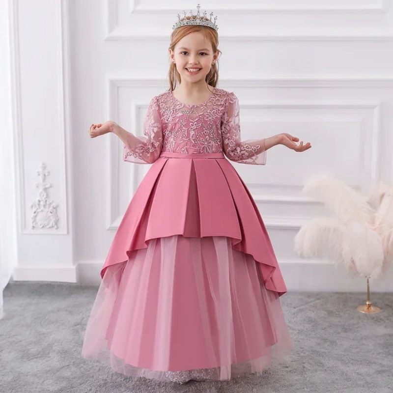 Jual Dress anak perempuan gaun pesta anak gadis rok kembang panjang ...