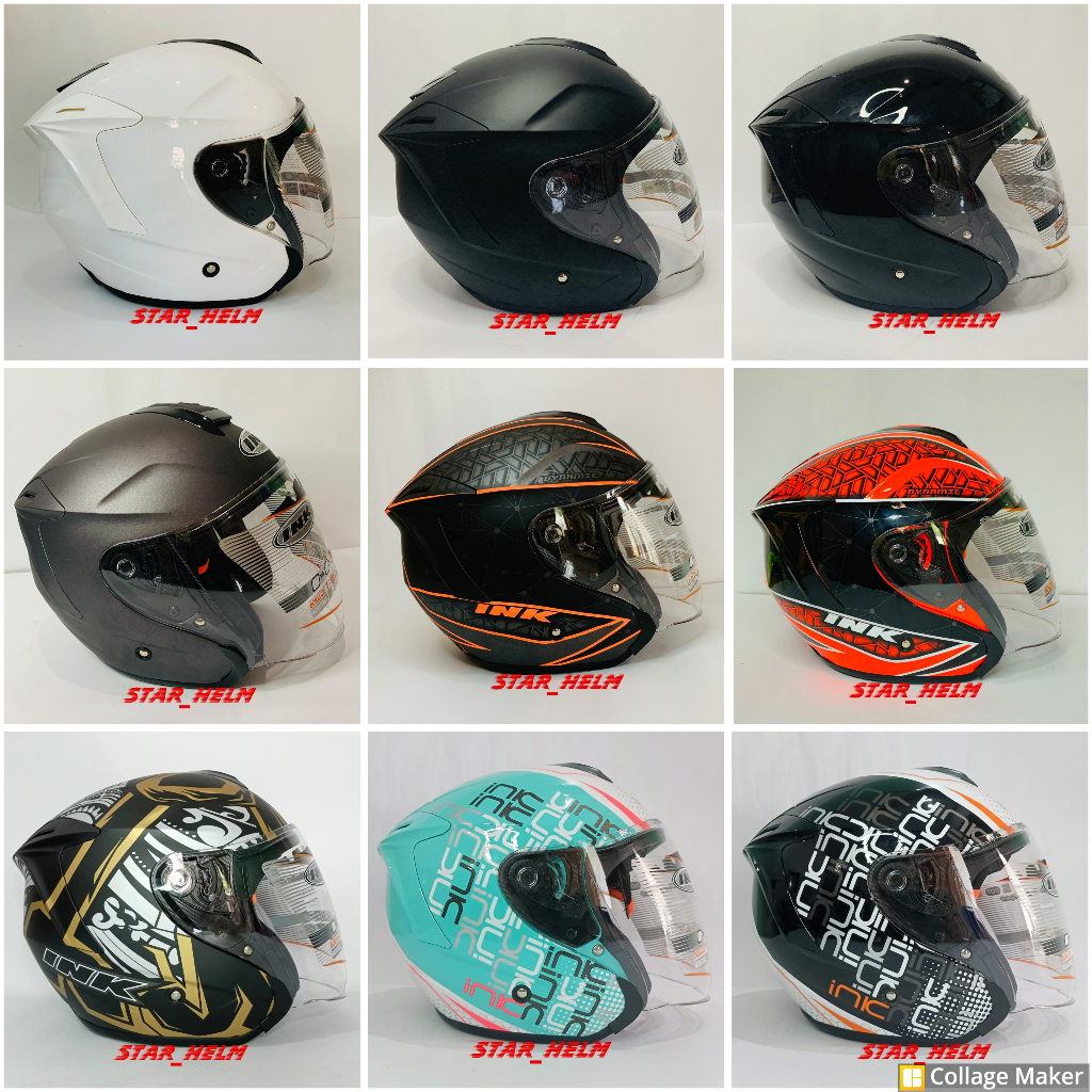 Jual HELM HALF FACE INK DYNAMIC POLOS & MOTIF Original 100% | Shopee ...