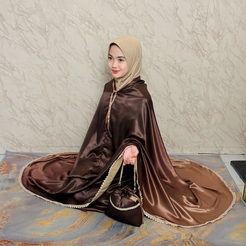 Jual Mukena Dewasa Silk Premium Gradasi 2in1 Renda Tas Pouch Cantik ...