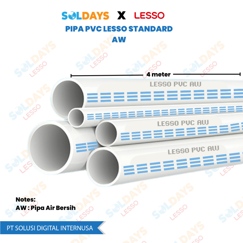 Jual Lesso Pipa Air PVC (AW) 3/4" / Pipa Paralon 3/4 inch / Pipa Air ...