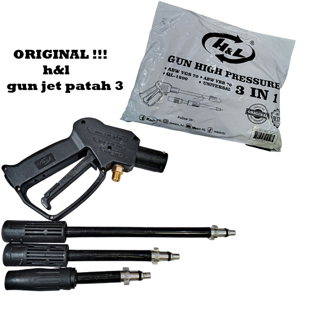Jual H&L Gun Jet Cleaner 3 Patah Gagang Stick Semprotan Steam Cuci AC ...
